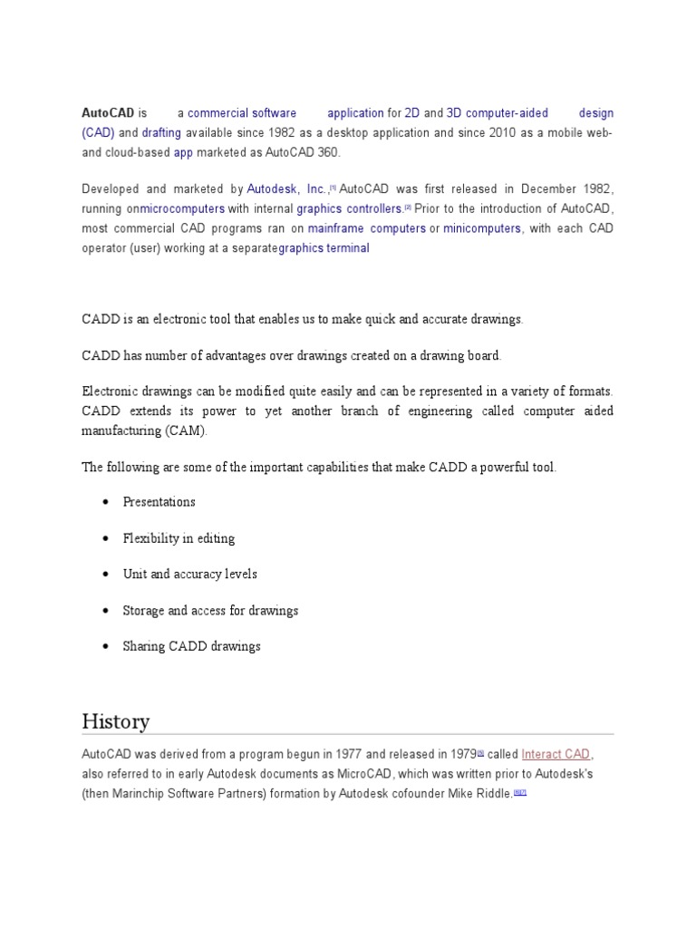 History: Autocad Is | PDF | Auto Cad | Software