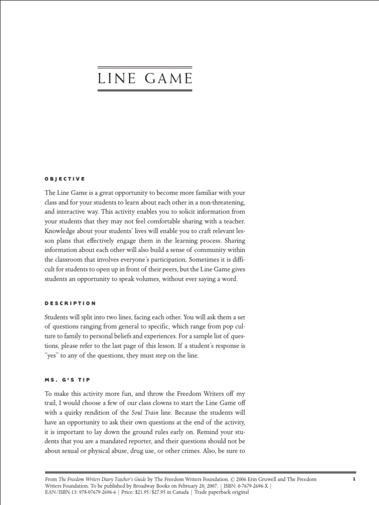 Line Game | PDF | Lesson Plan | Psychological Concepts