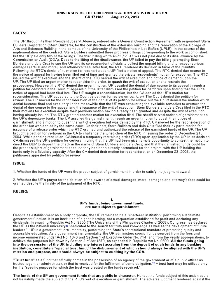 UP vs. Dizon | PDF | Lawsuit | Certiorari