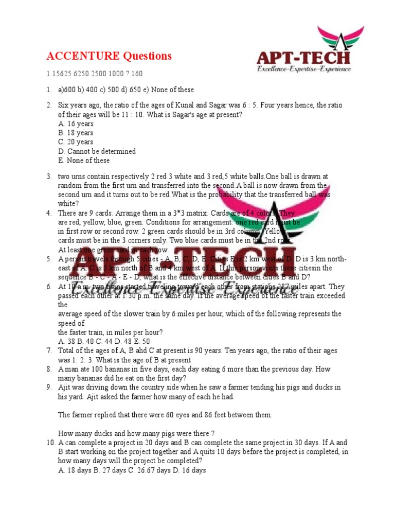 ACCENTURE Questions | PDF | Speed | Triangle