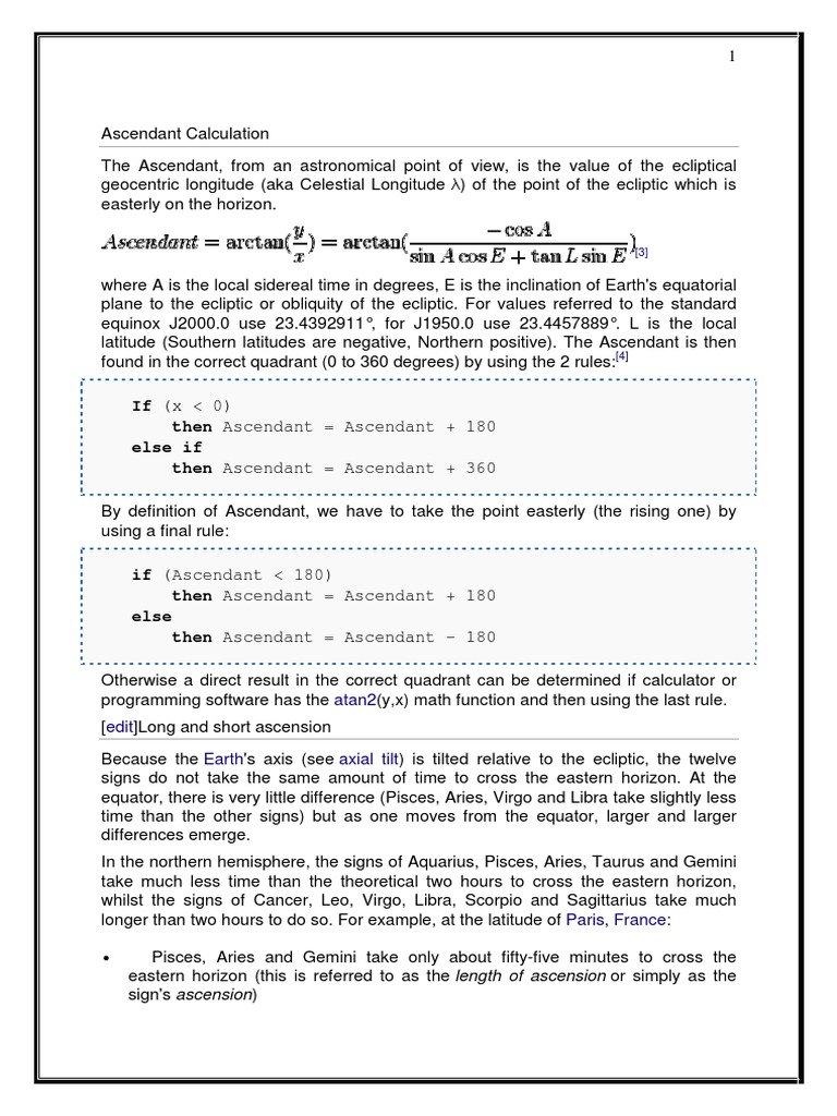Ascendant Calculation | PDF | Astrological Sign | Esoteric Cosmology