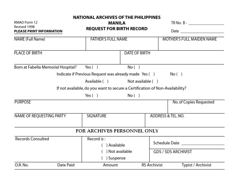 NAP Form No. 12 | PDF