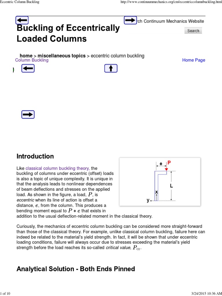 Eccentric Column Buckling | PDF | Buckling | Column