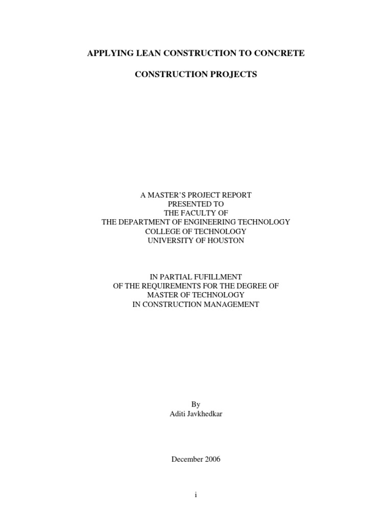 Sample Project Report - Lean Construction | PDF | Lean Manufacturing ...