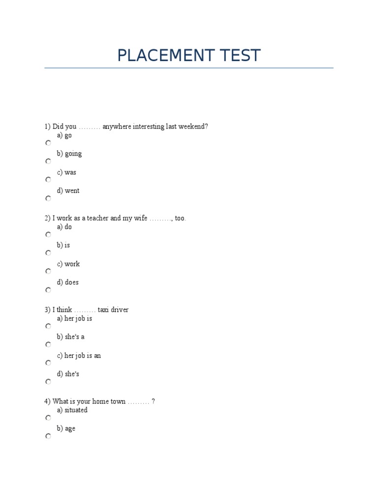 Placement Test | PDF
