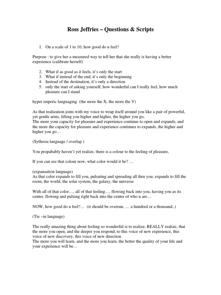 Ross Jeffries - Questions & Scripts | PDF | Psychology