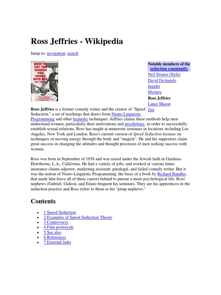 Ross Jeffries: Creator of Speed Seduction | PDF | Social Science | Self ...