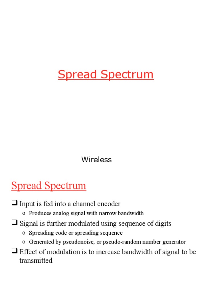 Spread Spectrum: Wireless Networks Spring 2005 | PDF | Code Division ...