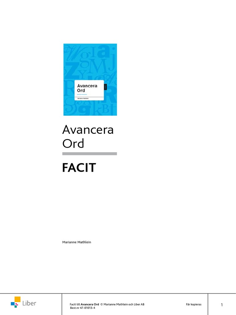Avancera Ord - Facit | PDF