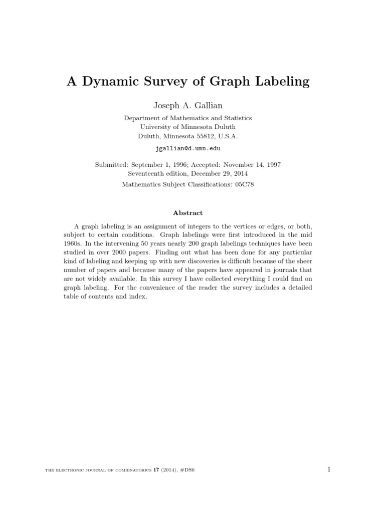 Dynamic Survey of Graph Labeling | PDF | Vertex (Graph Theory) | Graph ...