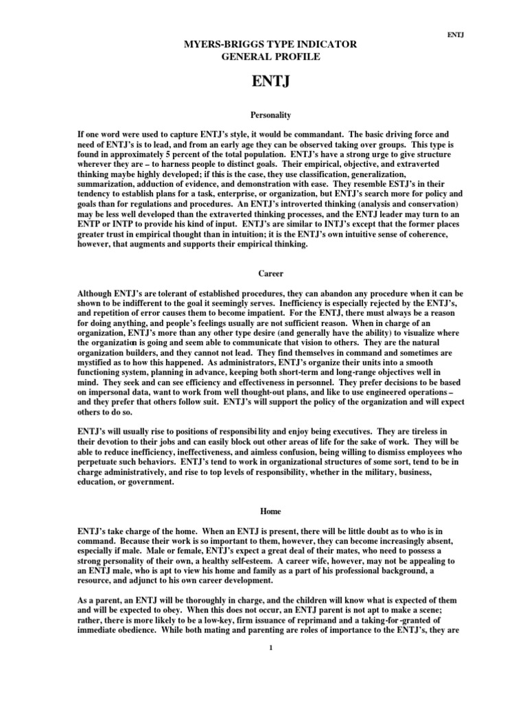 Myers-Briggs Type Indicator General Profile | PDF | Extraversion And Introversion | Human Sexual ...