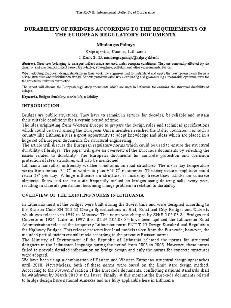 EUROCODE Durability of Bridges | PDF | Reliability Engineering ...