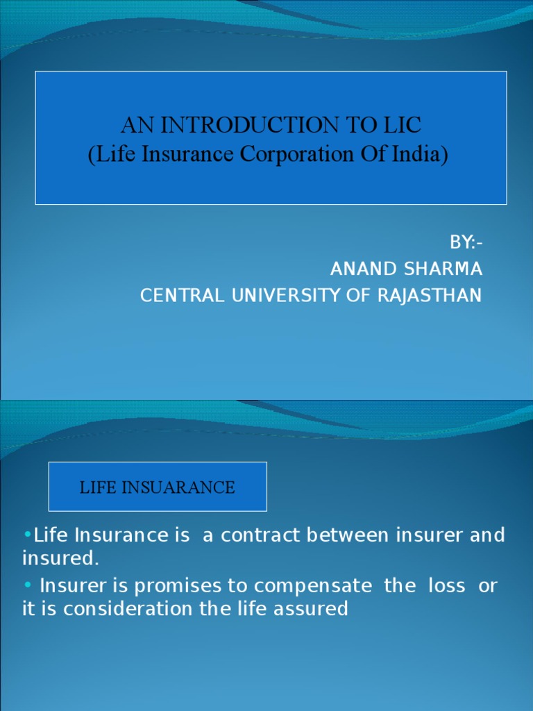 An Introduction To Lic (Life Insurance Corporation of India) | PDF ...