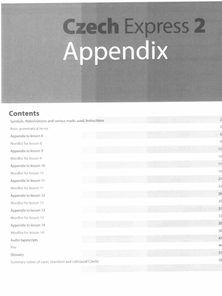 Cestina Expres 2 Appendix | PDF