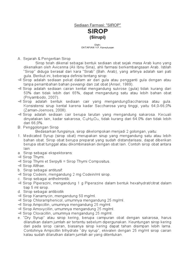Sediaan Farmasi Sirup | PDF