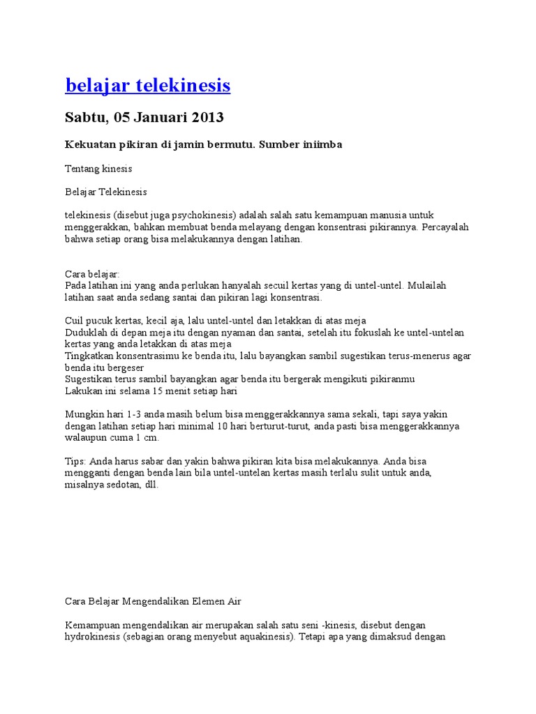 Belajar Telekinesis | PDF