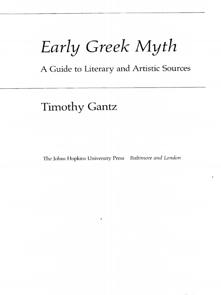 Gantz Timothy-Early Greek Myth - A Guide To Literary and Artistic ...