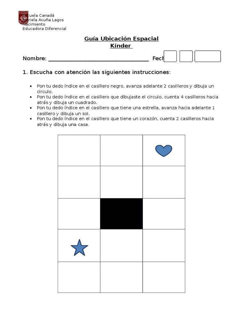 Guía Ubicación Espacial - Kinder | PDF