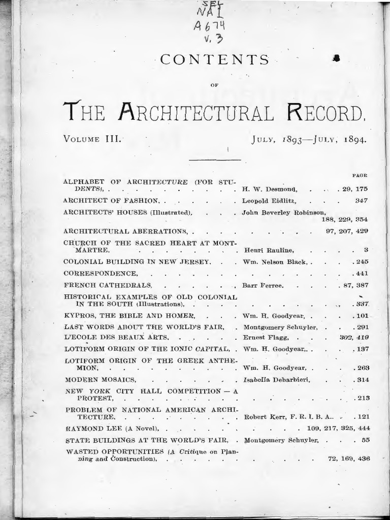Montgomery Schuyler - The Last Word | PDF | Gothic Architecture | Architect