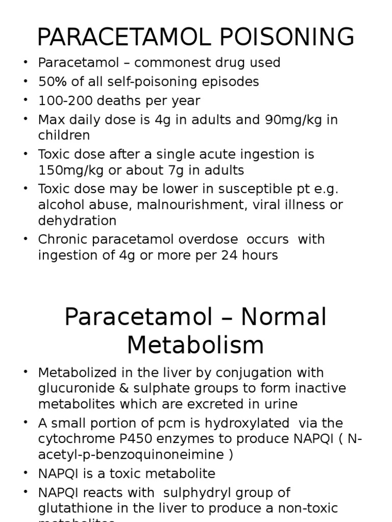 Paracetamol Poisoning | PDF | Medical Treatments | Toxicology