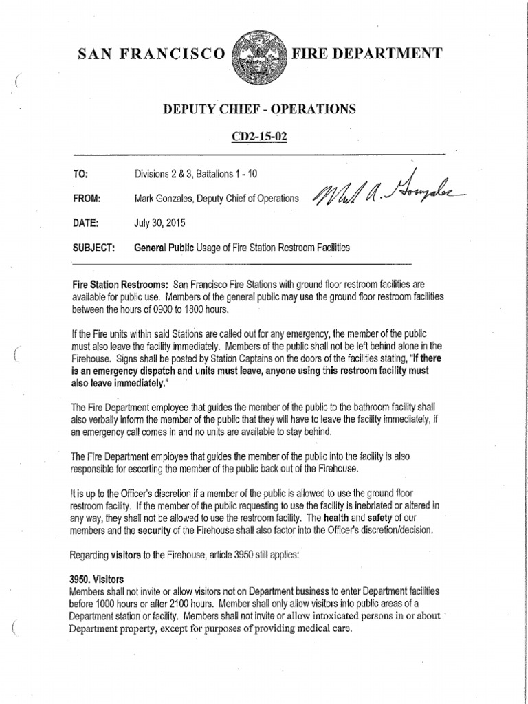 SFFD Memo | PDF
