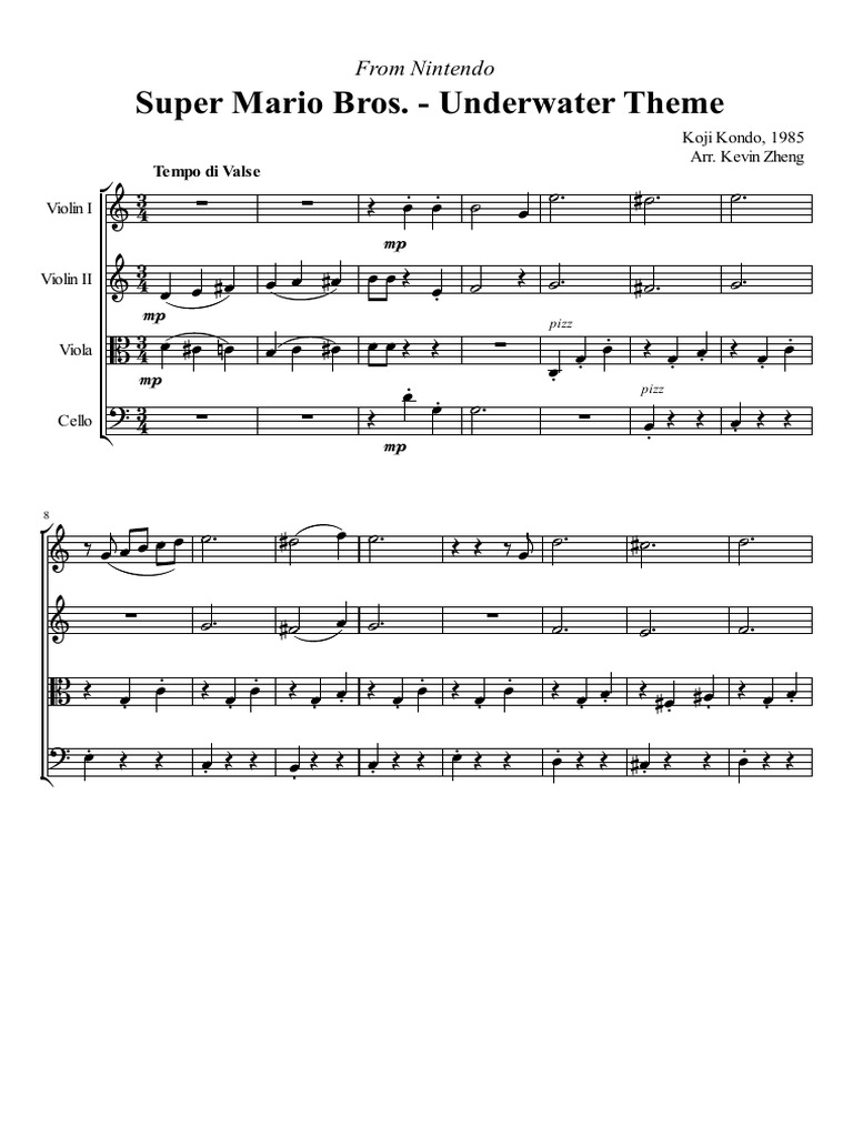 Super Mario Bros. - Underwater Theme | PDF