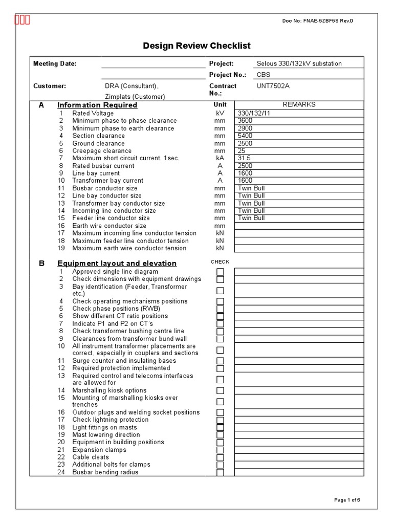 Design Review Checklist | PDF | Insulator (Electricity) | Electrical ...