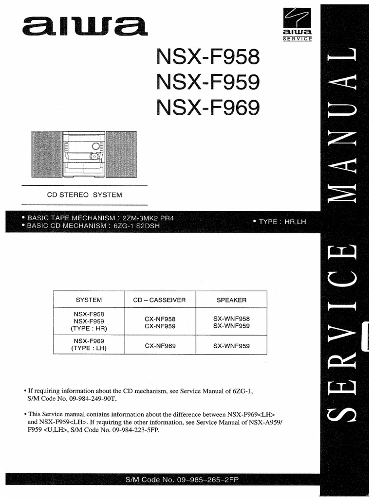 Aiwa nsx-f958,959,969 (ET) PDF | PDF | Maison et jardin