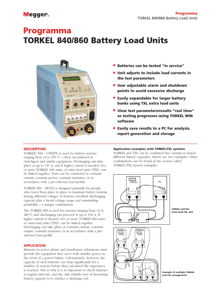 megger-torkel-840-860_Datasheet.pdf | Battery (Electricity) | Power Supply