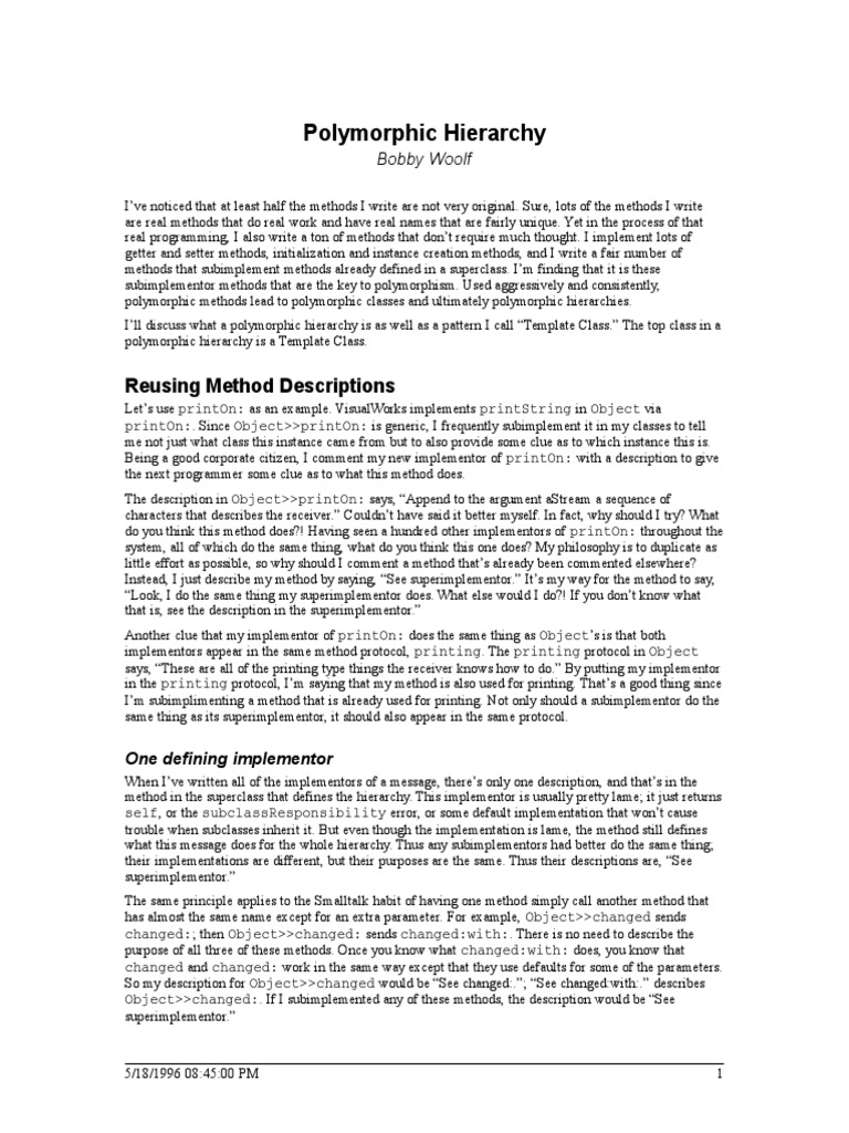 7 Polymorphic Hierarchy Pdf Inheritance Object Oriented Programming Class Computer 5049