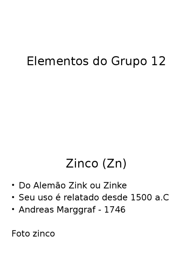 Elementos do Grupo 12 da Tabela Periódica | PDF | Mercúrio (elemento ...