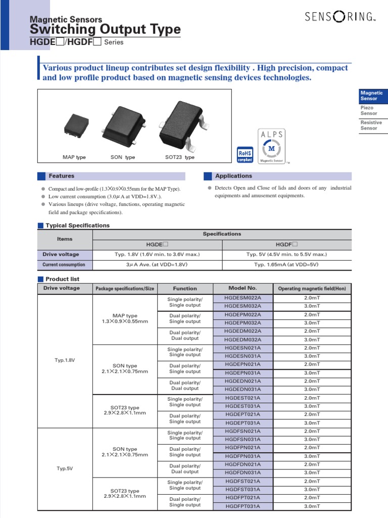 Magnetic Sensor Datasheet 2003 | PDF | Magnet | Sensor