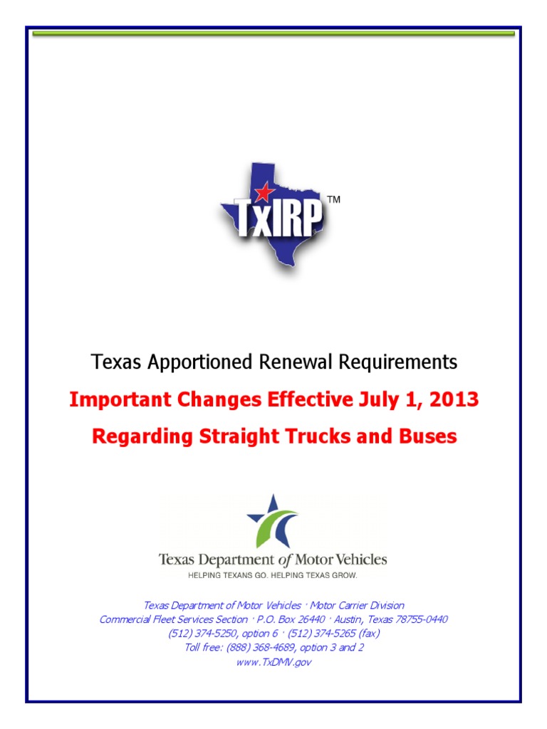TxIRP Renewal Instruction Booklet | PDF | Department Of Motor Vehicles ...