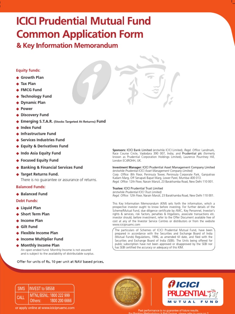 ICICI Prudential Mutual Fund Form Download | PDF | Cheque | Banks