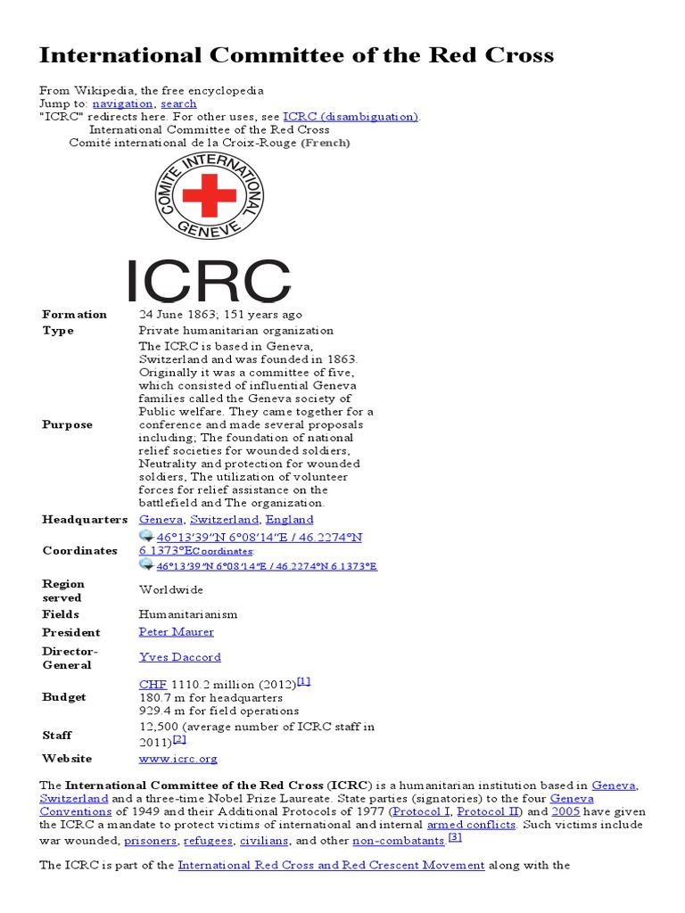 International Committee of The Red Cross - Wikipedia, The Free ...