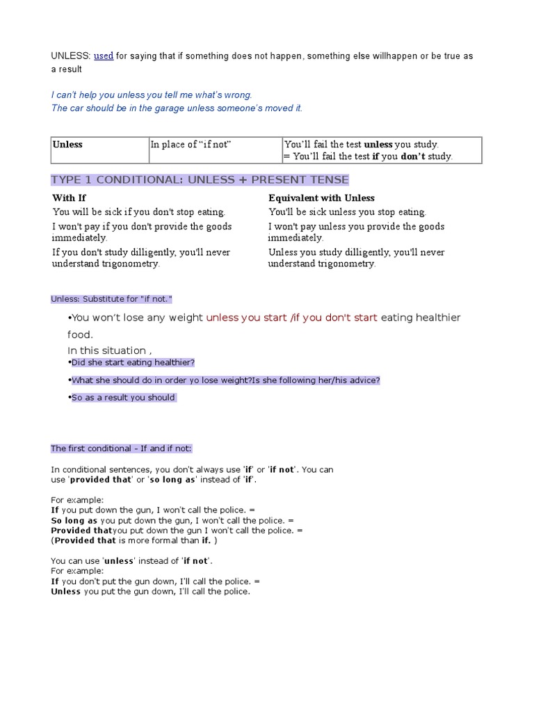Unless Exercises | Download Free PDF | Grammar | Linguistic Morphology