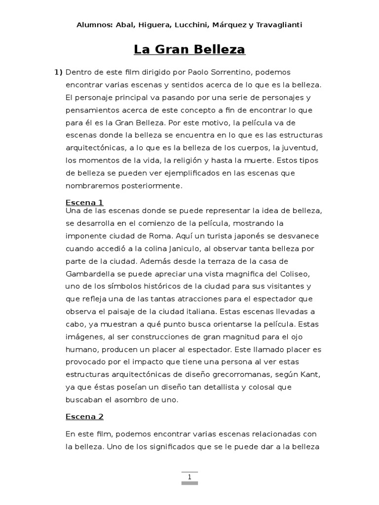 La Gran Belleza Ensayo | Belleza | Pinturas | Prueba gratuita de 30 ...