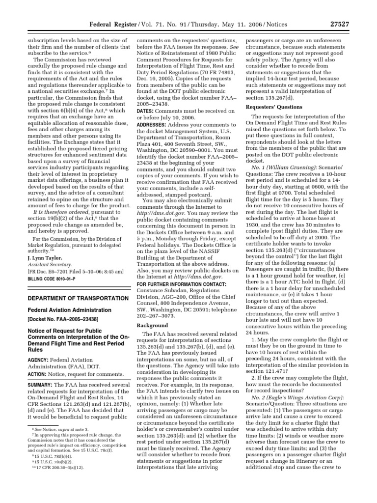 Notice: Air Carriers Certification and Operations: On-Demand Flight ...