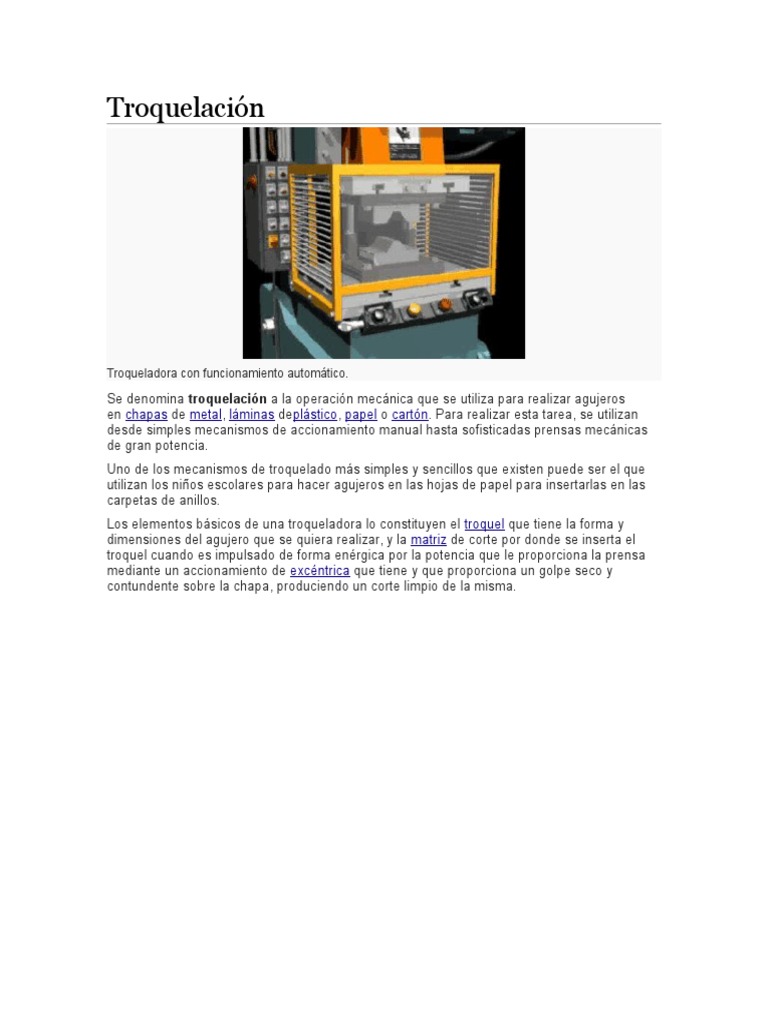 Partes y tipos de troqueladoras industriales | PDF | Producción y ...