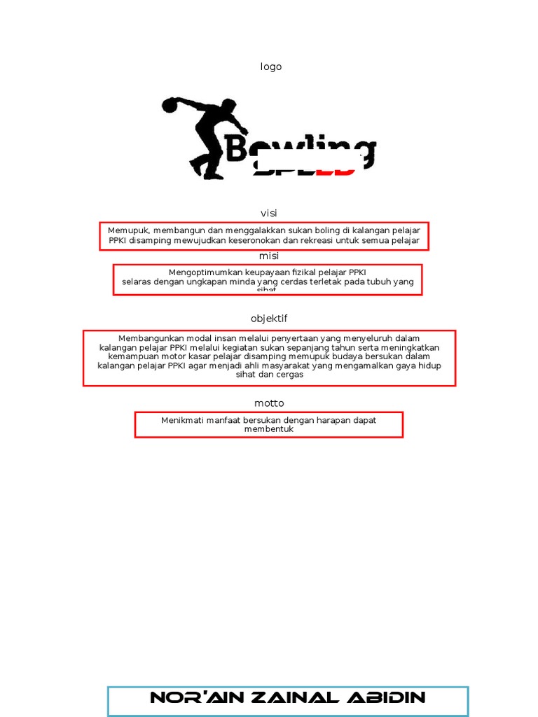 Visi, Misi, Objektif, Motto, Logo Boling PPKI | PDF