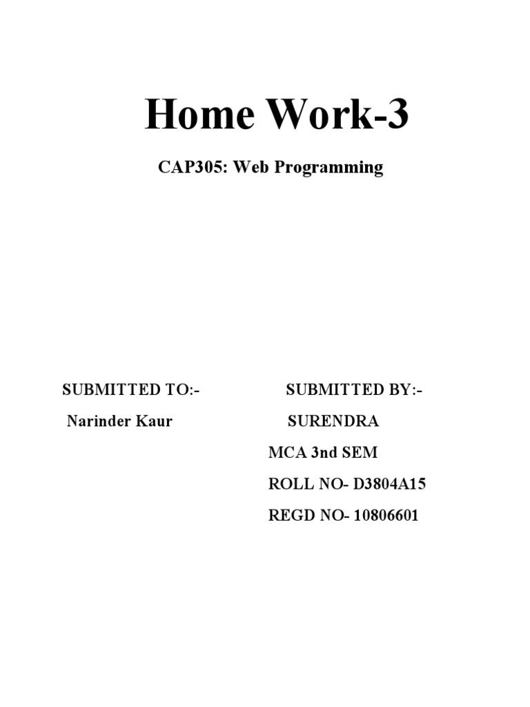 Home Work-3: CAP305: Web Programming | PDF | Html Element | Cyberspace