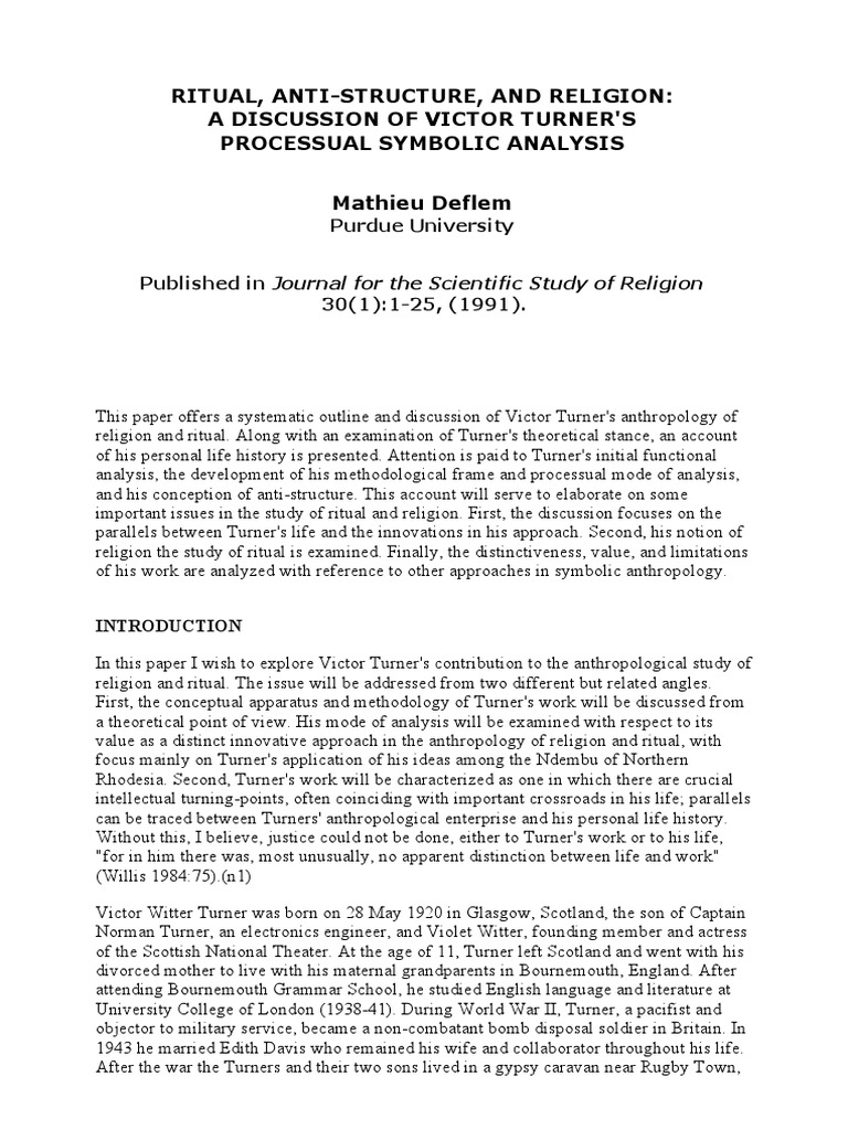Turner's Ritual Theory and Religion | PDF | Rituals | Mythology