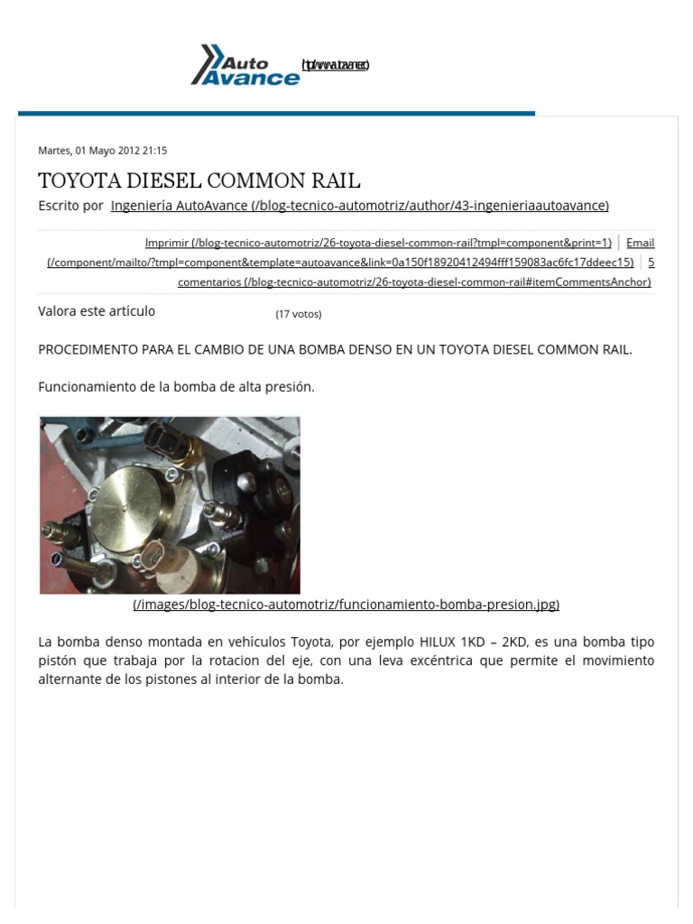Toyota Diesel Common Rail | PDF | Bomba | Pistón