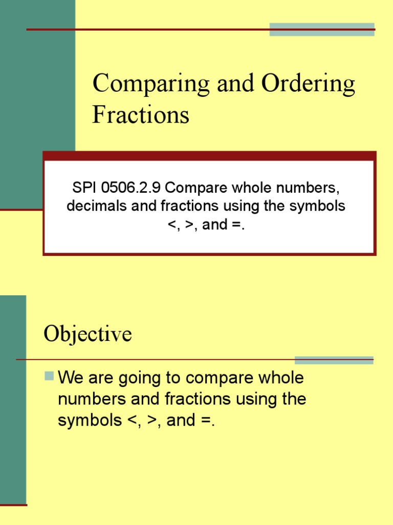 Comparing and Ordering Fractions | PDF | Fraction (Mathematics ...