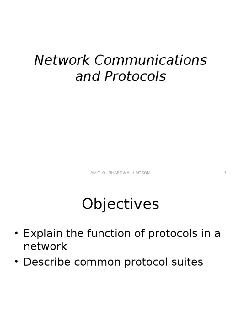 Network Communications and Protocols: 1 Amit Kr. Bhardwaj, Lmtsom | PDF ...