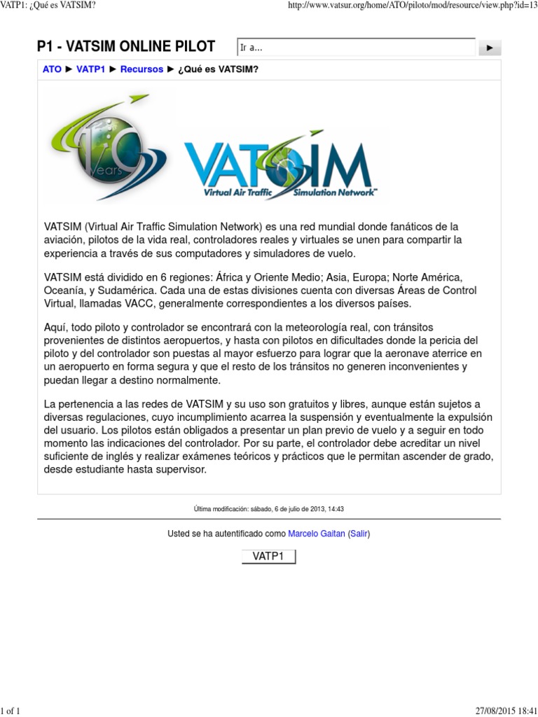 Vatp1 - ¿Qué Es Vatsim | PDF | Aeronáutica | Aviación