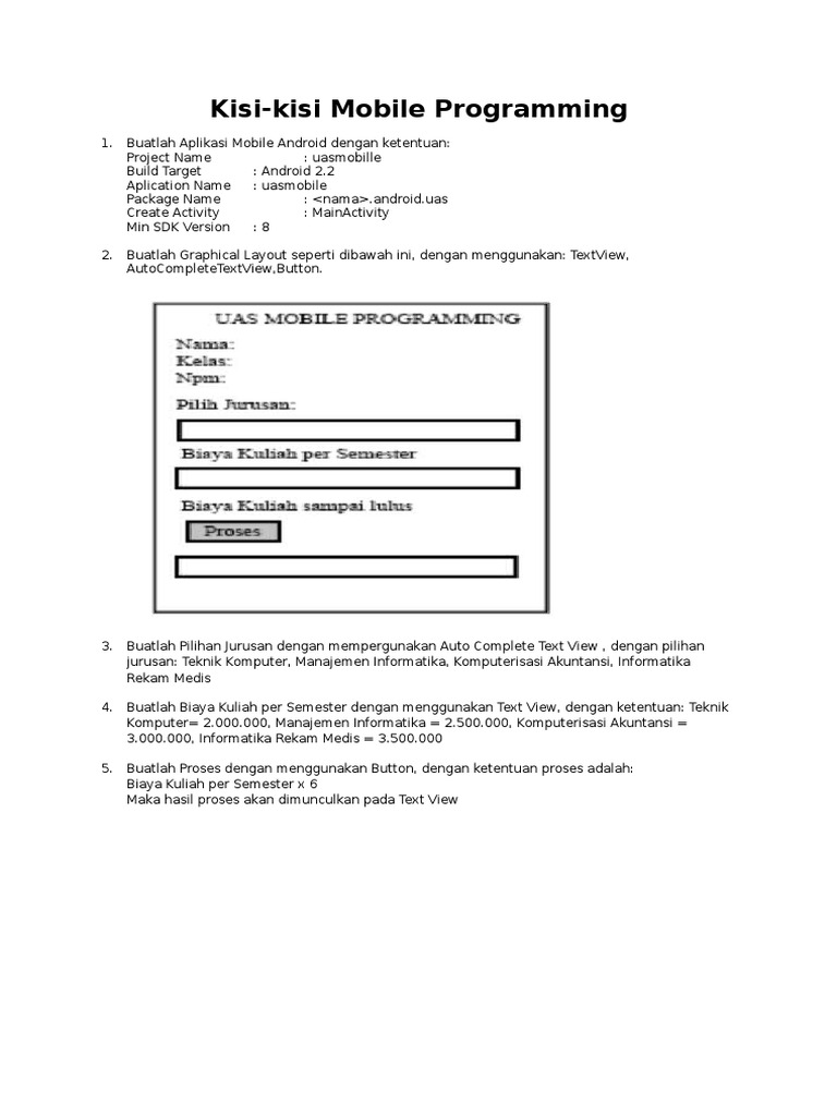 Kisi-Kisi Mobile Programming | PDF | Seni