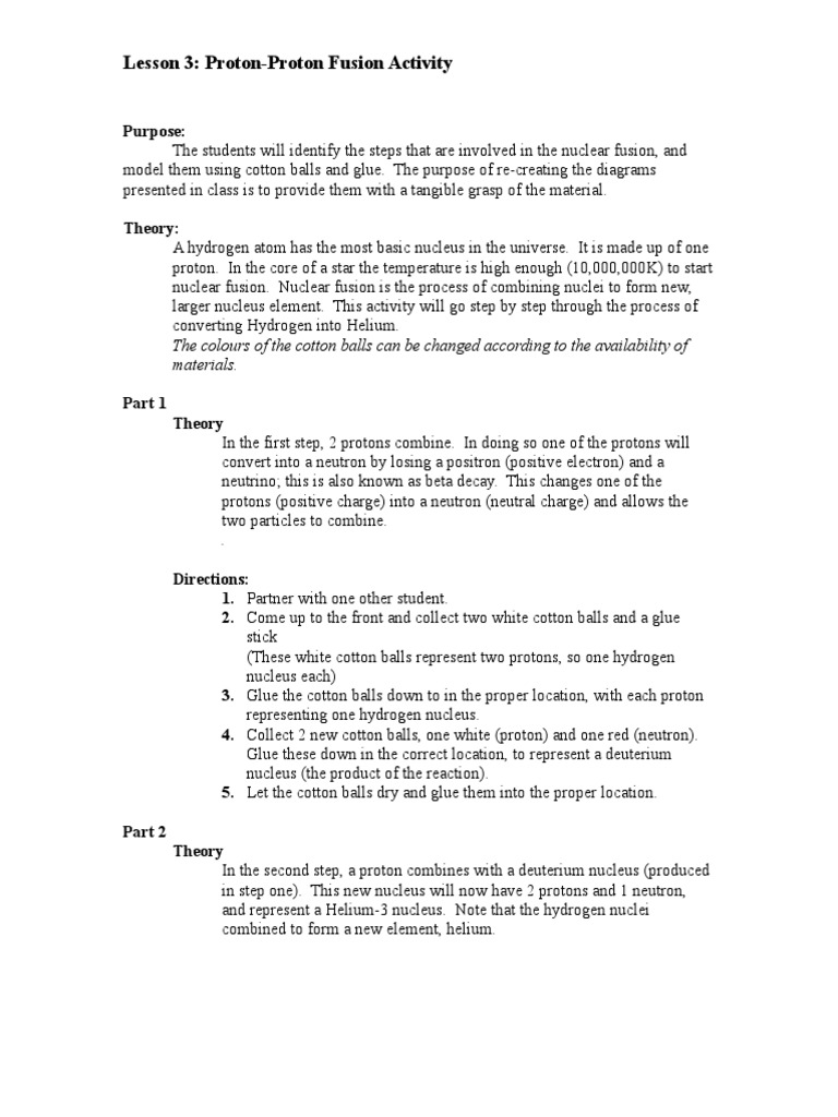 Modeling Proton-Proton Fusion: A Hands-on Activity to Illustrate the ...