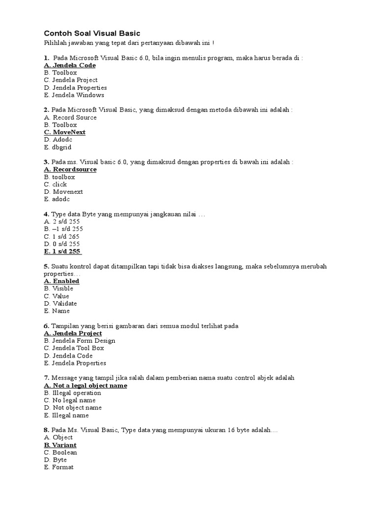 Soal Visual Basic 6 | PDF