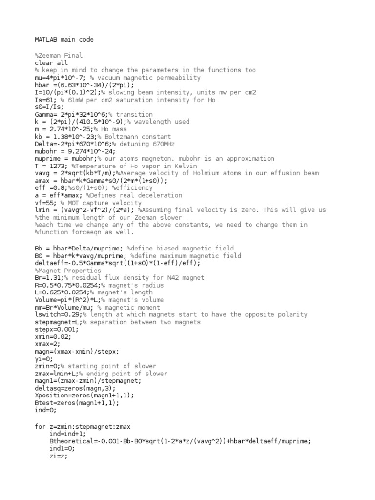 Matlab Code | PDF | Condensed Matter Physics | Physical Chemistry